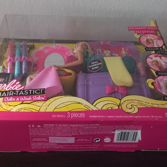 Mattel | Toys | 20 Barbie Hairtastic Color And Wash Salon Doll Set Nib ...
